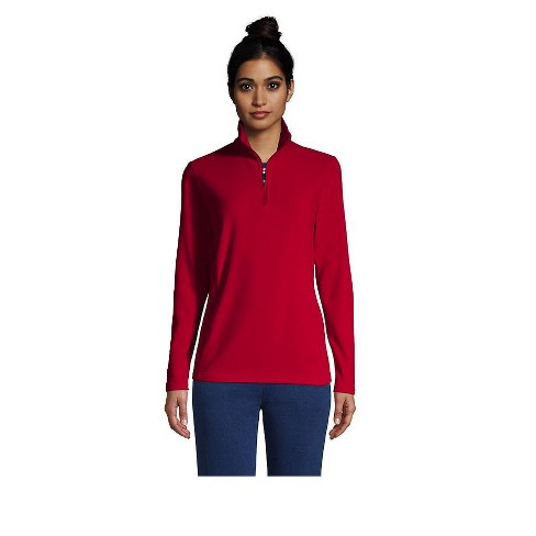 Lands' End Women's Fleece Quarter Zip Pullover - Small - Rich Red : Target