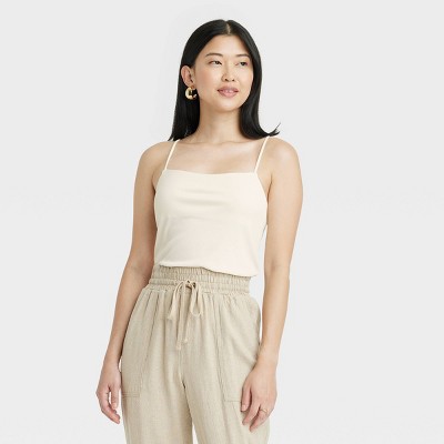 Women's Slim Fit Sandwash Tank Top - A New Day™ Off-white L : Target