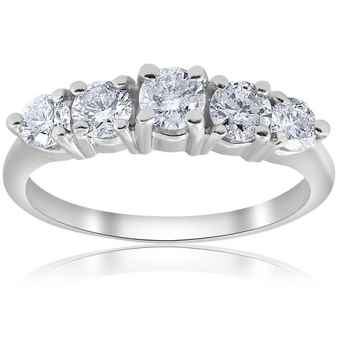 Pompeii3 1 Ct 5-stone Graduated Diamond Ring 14k White Gold - Size 10 ...