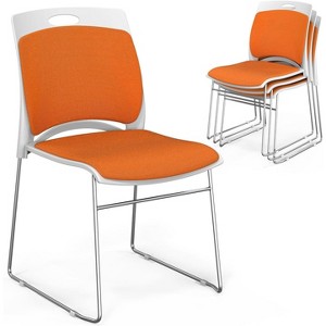 VINGLI Stackable Chairs Set of 4, Stacking Office Chairs with Metal ...