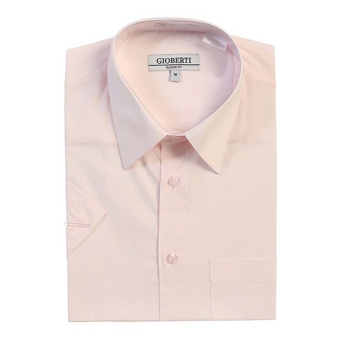 Gioberti Men's Short Sleeve Solid Dress Shirt, Pink, M : Target