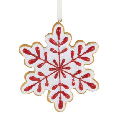4.0 Inch Gingerbread Snowflake Christmas Cookie Icing Tree Ornaments ...