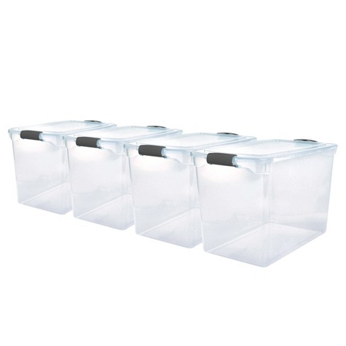 Homz 112 Quart Extra Large Rectangular Clear Plastic Storage Container ...