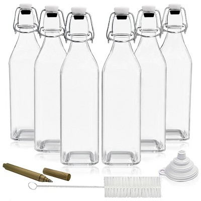 Nevlers Square Airtight Swing Top Bottles - Glass 17oz : Target