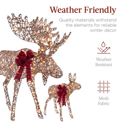 Best Choice Products 2-piece Moose Family, Lighted Rattan Christmas ...