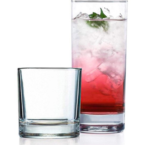 Le'raze Set Of 8 Everyday Drinking Glasses - Includes 4 Tall Glass Cups ...