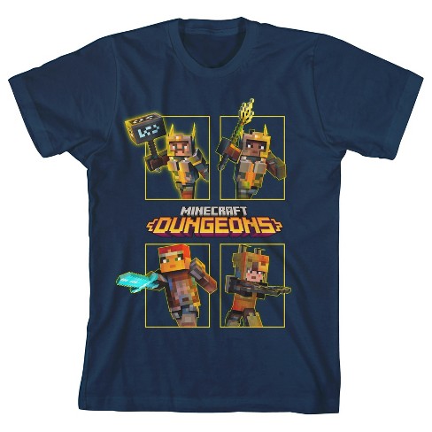 Minecraft Dungeons Boxed-in Characters Boy's Navy T-shirt-medium : Target