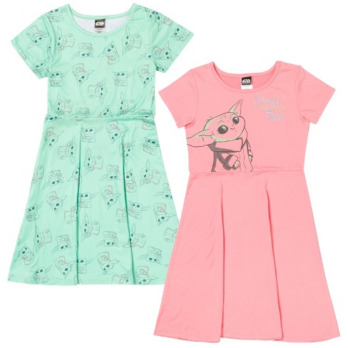 Star Wars The Child Little Girls 2 Pack Skater Dresses Green 5 : Target