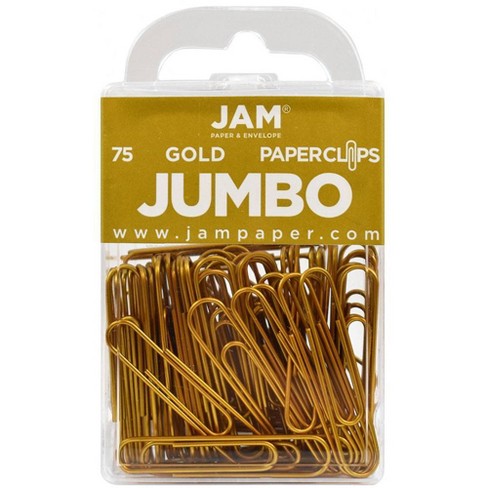 Jam Paper 2" 75pk Colorful Jumbo Paper Clips - Large - Gold : Target