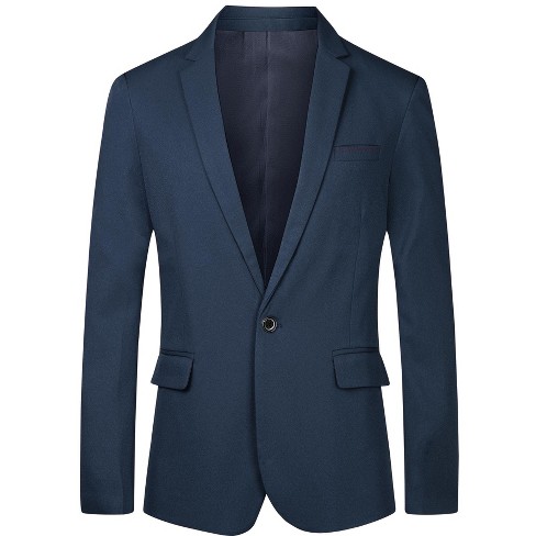 Lars Amadeus Men's Solid Color Notch Lapel One Button Formal Sports ...
