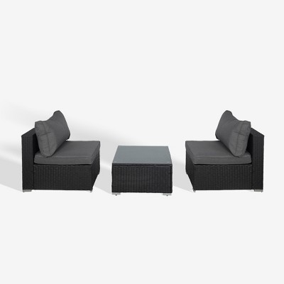 Westintrends 3-piece Outdoor Patio Armless Sofa Conversation Bistro Set ...