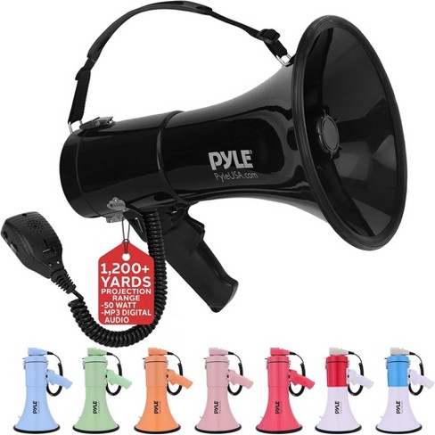 Pyle Portable Bullhorn Megaphone With Built-in Siren And Mp3 Input ...