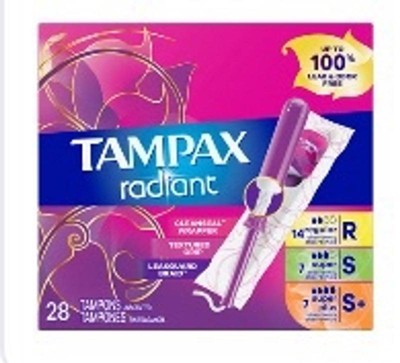 Tampax Radiant Super Plus Absorbency Tampons - 28ct : Target