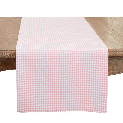 Saro Lifestyle Traditional Gingham Table Runner, Pink, 16"x72" : Target