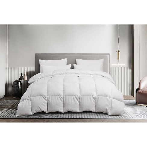 Serta King Microfiber All Seasons Down & Feather Blend Comforter White: Luxurious Duvet Insert ...
