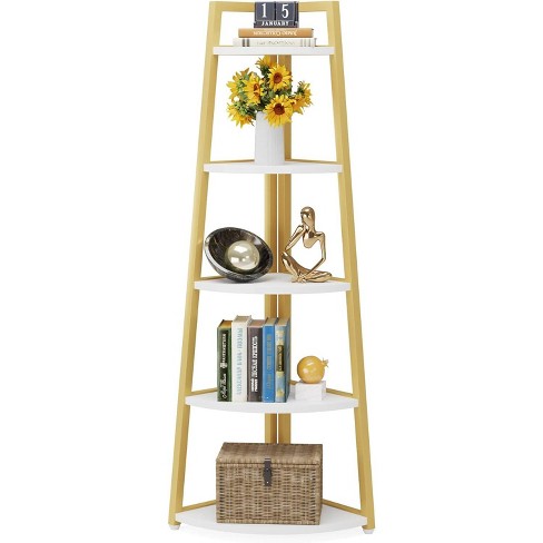 Tribesigns 70" 5-tier Corner Shelf, White & Gold : Target