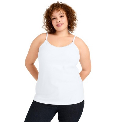 June + Vie By Roaman's Women's Plus Size Lace-trim Bra Cami - 22/24 ...