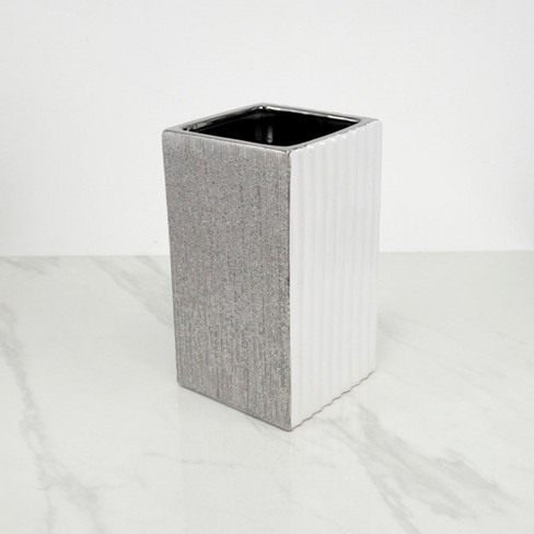 Jiallo Silver Ceramic Square Vase 5x5x8 : Target