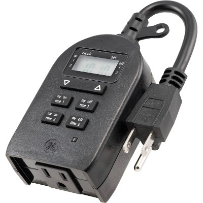 Ge Mytouchsmart Simple Set Digital Timer Outdoor 1 Grounded Outlet 2 Setting Trigger Plug Black ...