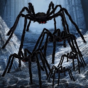 Joyfy 5 Packs Halloween Spiders, Different Size Black Hairy Spider For ...