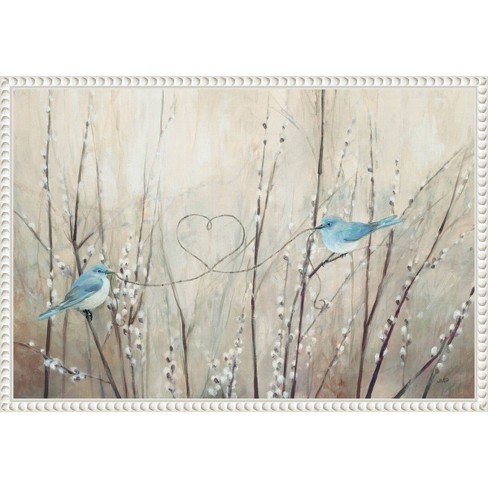 23"x16" Pretty Birds Neutral String By Julia Purinton Framed Canvas ...