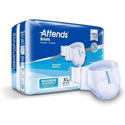 Attends Adult Unisex Briefs With Refastenable Tabs : Target