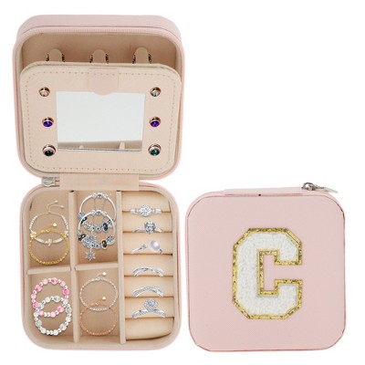 Unique Bargains Letter C Travel Jewelry Box Pink 1 Pc : Target