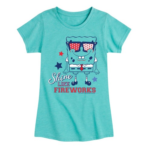 Girls' Spongebob Squarepants Shine Like Fireworks Fitted Short Sleeve ...