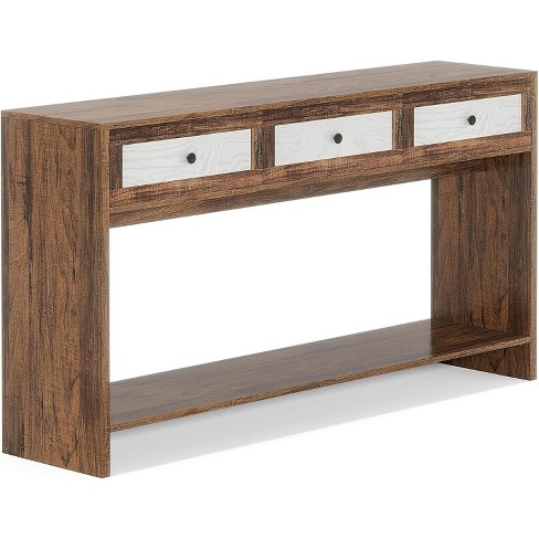 Tribesigns 59-inch Wood Console Table With 3 Drawers, Brown : Target