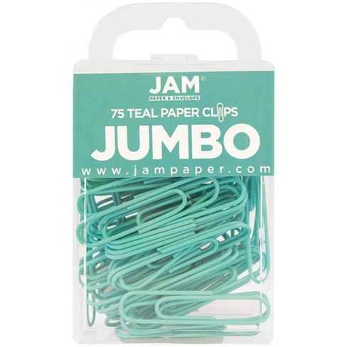 Jam Paper 2" 75pk Colorful Jumbo Paper Clips - Large - Teal: Stationery ...