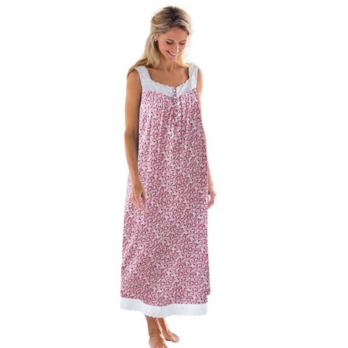 Nightgowns For Women Soft Sleeveless Long Nightdress Button Square Neck ...
