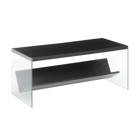 Soho Coffee Table With Shelf Black/glass - Breighton Home: Rectangular ...