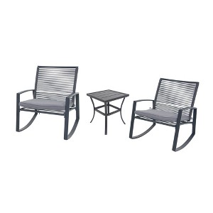 Whisen 3-Piece Outdoor Patio Bistro Metal Rocking Conversation Set With ...