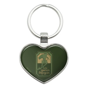 Lord Of The Rings Green Dragon Tavern Keychain Heart Love Metal Key ...