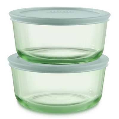 Pyrex® Simply Store® Tint 4pc Lidded Rectangle Storage Set Green : Target