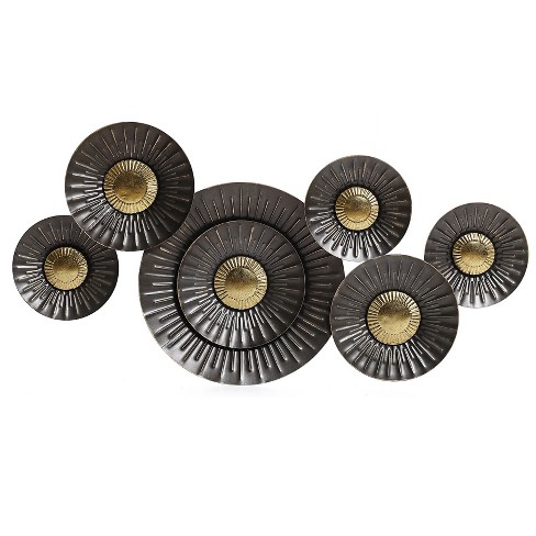 Luxenhome 41.3" W Brown And Gold Metal Abstract Flower Wall Decor : Target