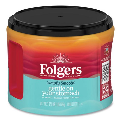 Folgers Simply Smooth Ground Coffee, Gentle On Your Stomach, 27 Oz ...