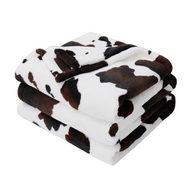 Tadpoles Double Layer Throw Blanket - Faux Shearling Cowhide Print | 50 ...