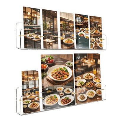 2 Pack 22 Inch Clear Acrylic Wall Mount Brochure Holder Transparent ...