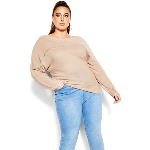 Women's Plus Size Romance Sweater - Soft Sand | City Chic : Target