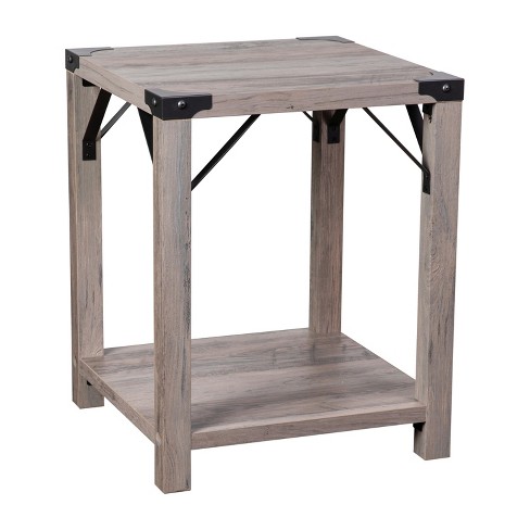 Emma And Oliver Engineered Wood Modern Farmhouse End Table With Metal ...