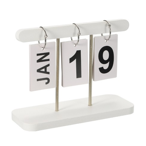 Unique Bargains Wooden Flip Desk Calendar 1 Pc White : Target