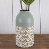 Modern Whitewash Floral Pattern Green Painted Brass Decorative Vase ...
