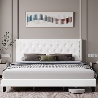 Velvet Upholstered Platform Bed With Button Tufted Headboard : Target