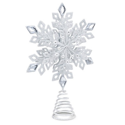 Ornativity Glitter Snowflake Tree Topper - White : Target