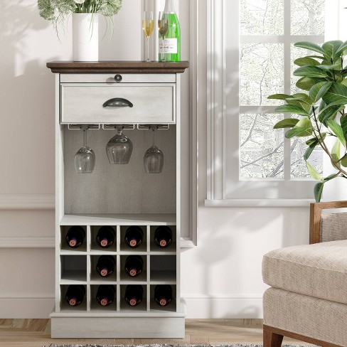 Festivo Wine Cabinet Off-white: Farmhouse Style, 12-bottle Storage ...
