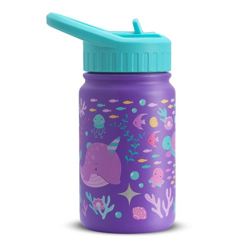 Joyjolt Kids Stainless Steel Water Bottle With Straw Lid - 12 Oz ...