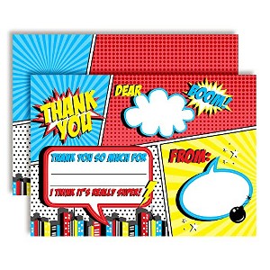Comic Book Super Hero Birthday Thank You Cards for Kids Pack of 10 by ...