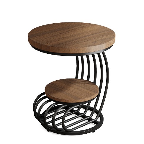 Tribesigns 2-tier Round End Table, Side Table With Storage Shelf, Metal ...