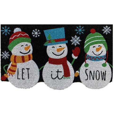 Snowman Trio Coir Winter Doormat 30" X 18" Indoor Outdoor Briarwood ...